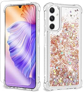 Amazon.com: ANSHOW for Samsung Galaxy A05S Case, Shockproof Clear TPU Liquid Glitter Case with 1 ...