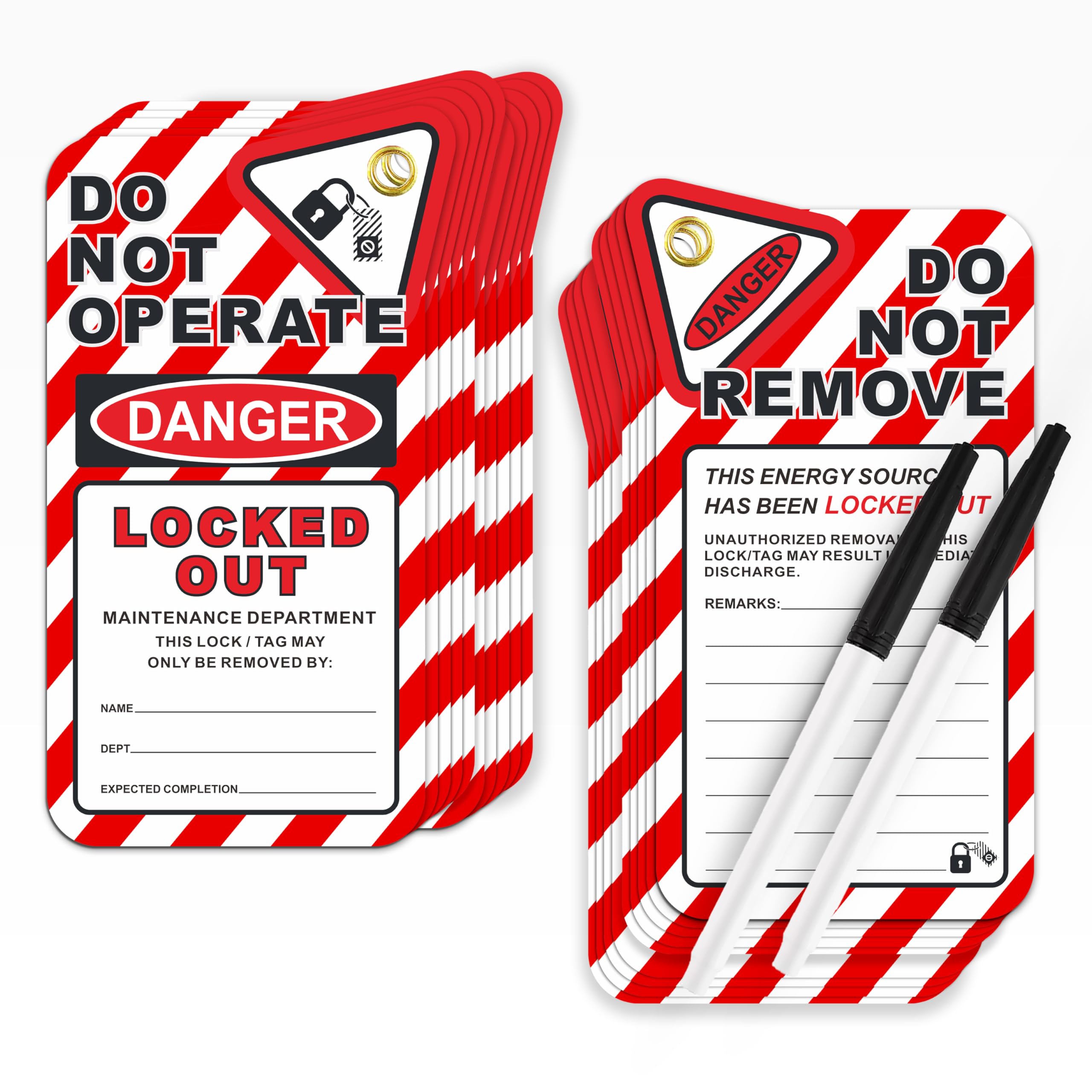 Lockout Tagout Tags - 25 Danger Do Not Operate Tags with 25 Zip Ties ...