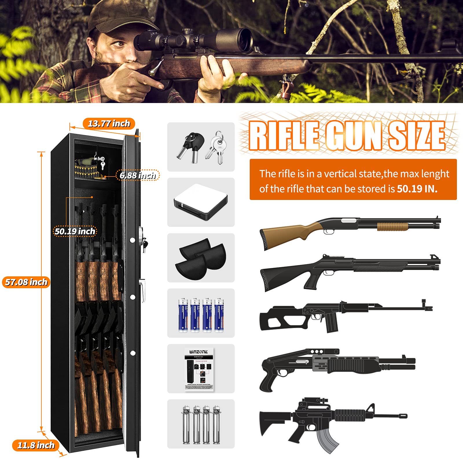 Buy Biometric Gun Safe Rifle, Large Gun Safes for Home Rifle and ...