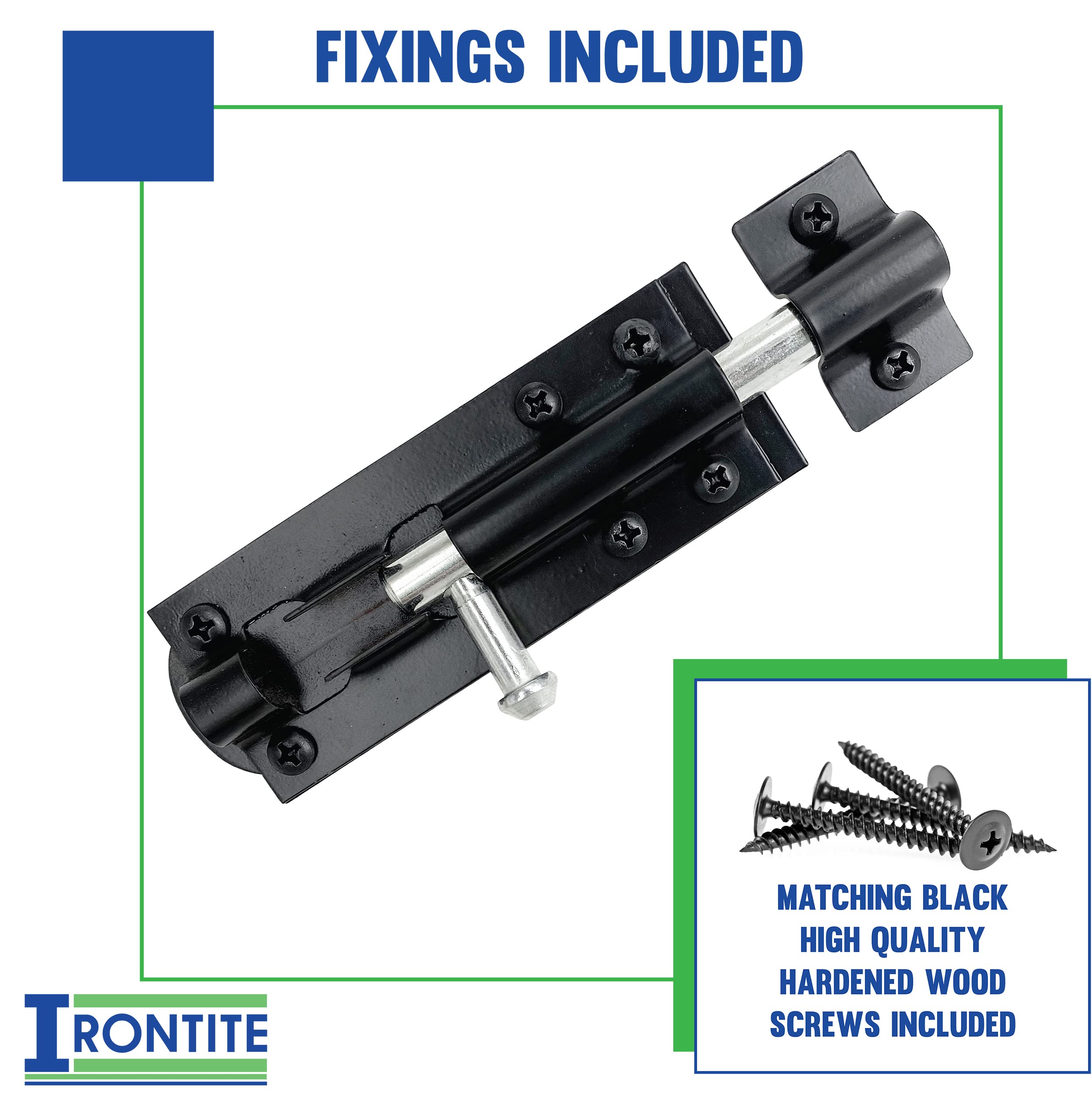 IRONTITE 2 Pack Tower Bolt Black, Gate Bolts for Wooden Gates, Slide ...