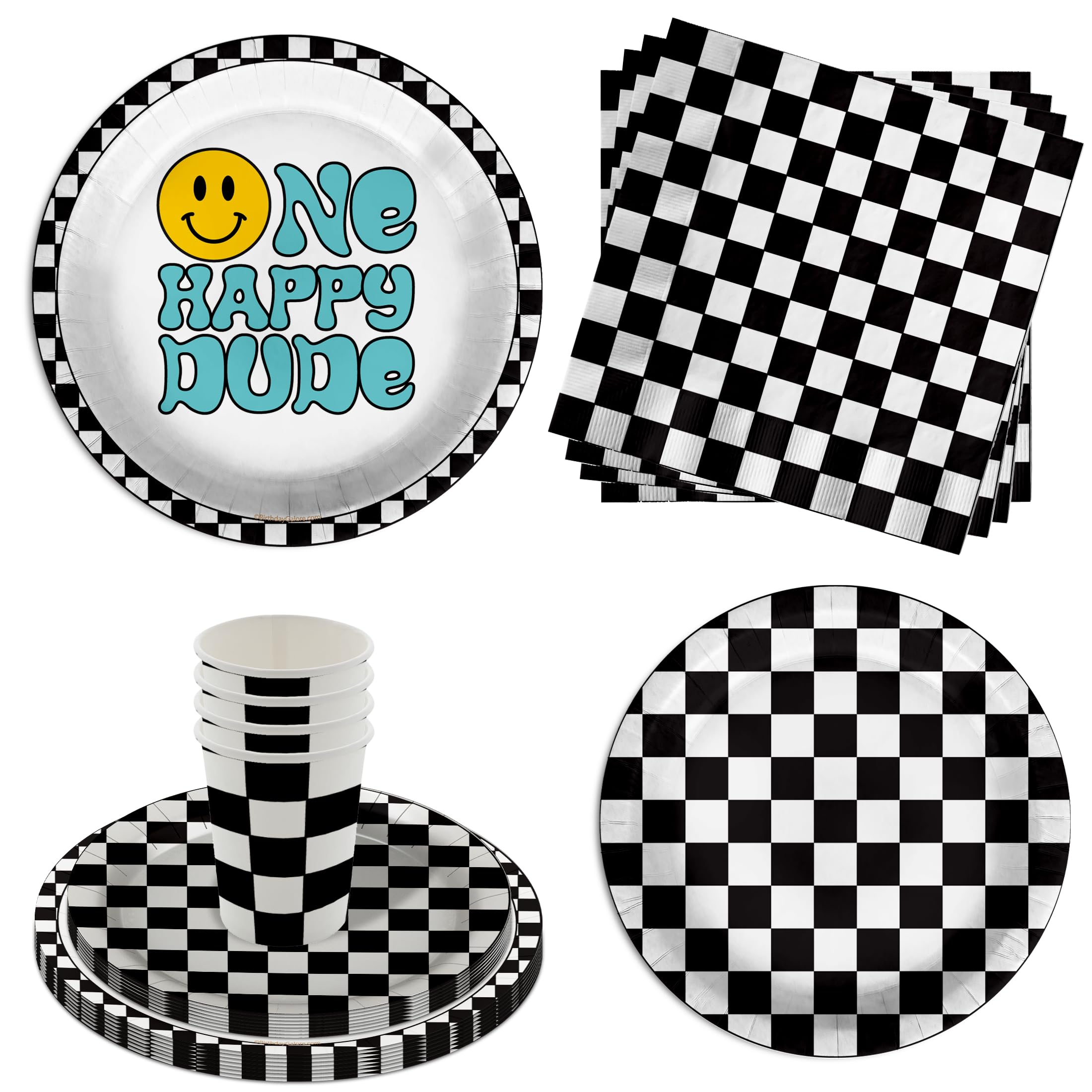 Amazon.com: One Happy Dude Smiley Face 1st Birthday Party Supplies 64 ...