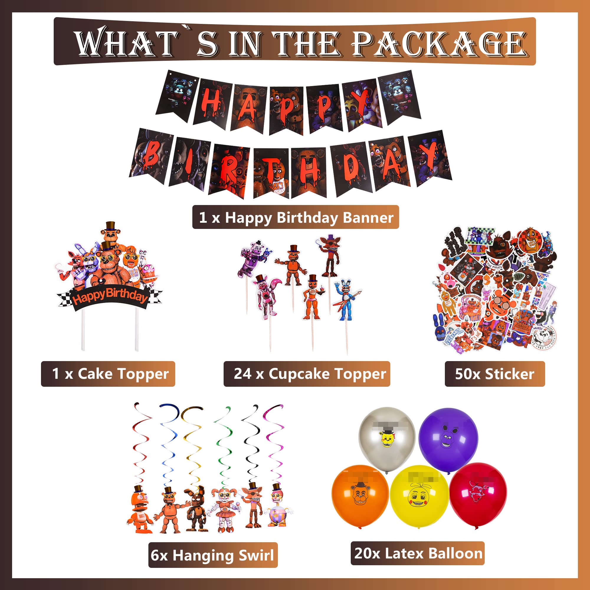 116Pcs Five Nights at Freddy's Party Supplies, Fnaf Birthday Party ...