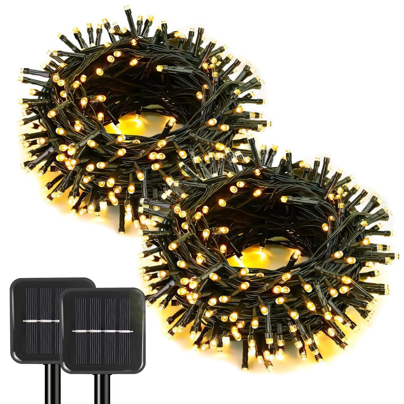 SyouHome 2 Pack Solar String Lights Outdoor, 200 LED Extra-Long 78 FT ...