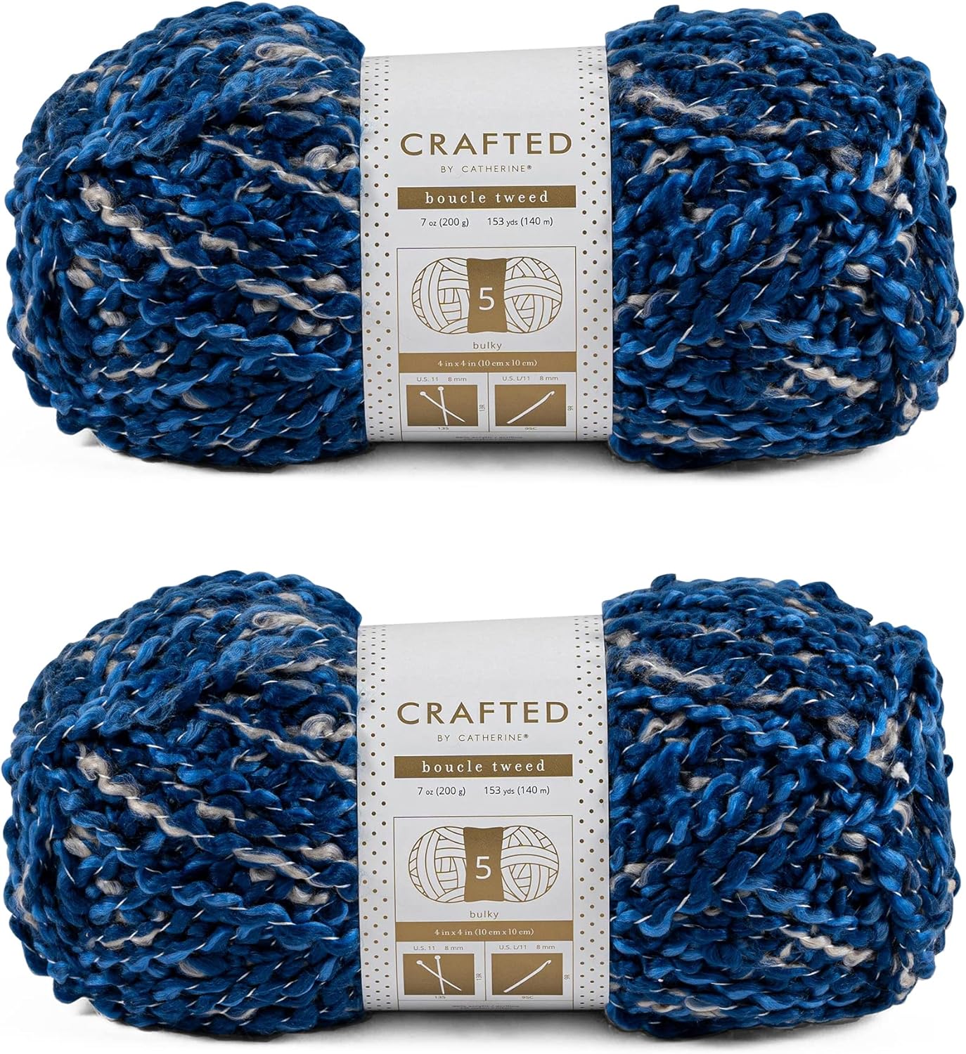 Amazon.com: Crafted By Catherine Boucle Tweed Yarn - 2 Pack (153 Yards ...