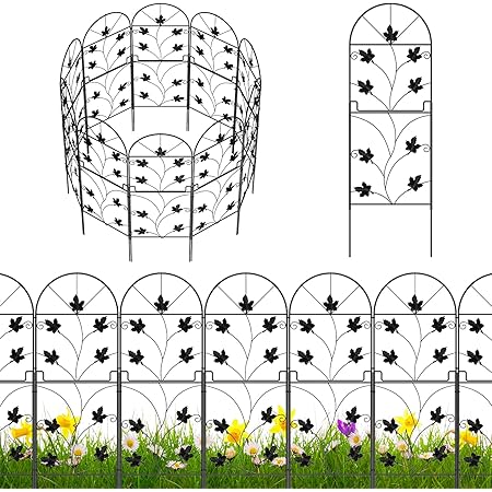 Amazon.com : Decorative Metal Garden Fence 4 Pack Flowers Lady Bug Bee ...