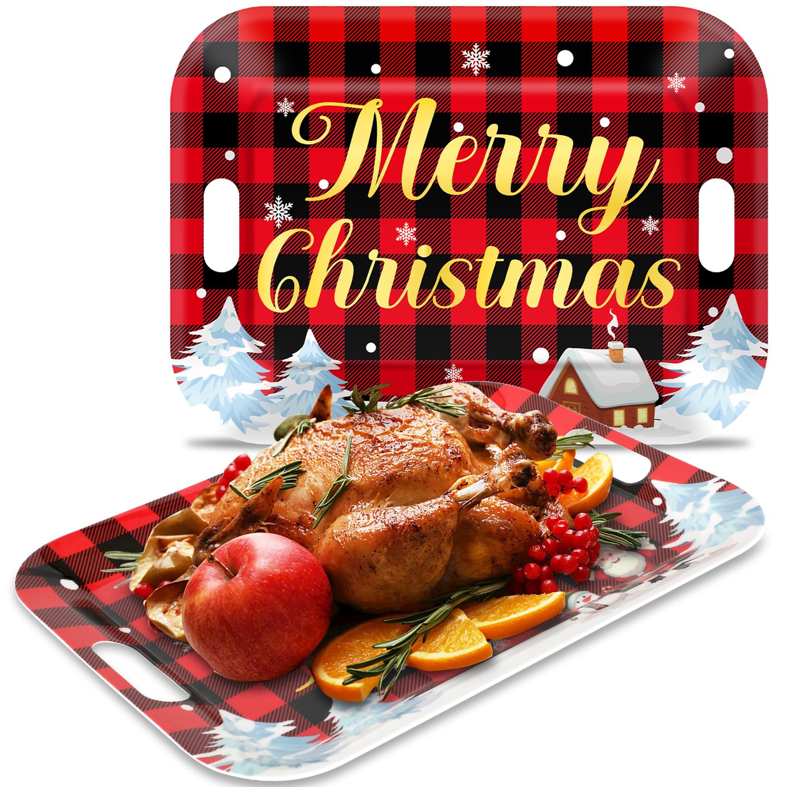 Amazon.com: gisgfim 2PCS Christmas Serving Tray with Handles 16 X 11 ...