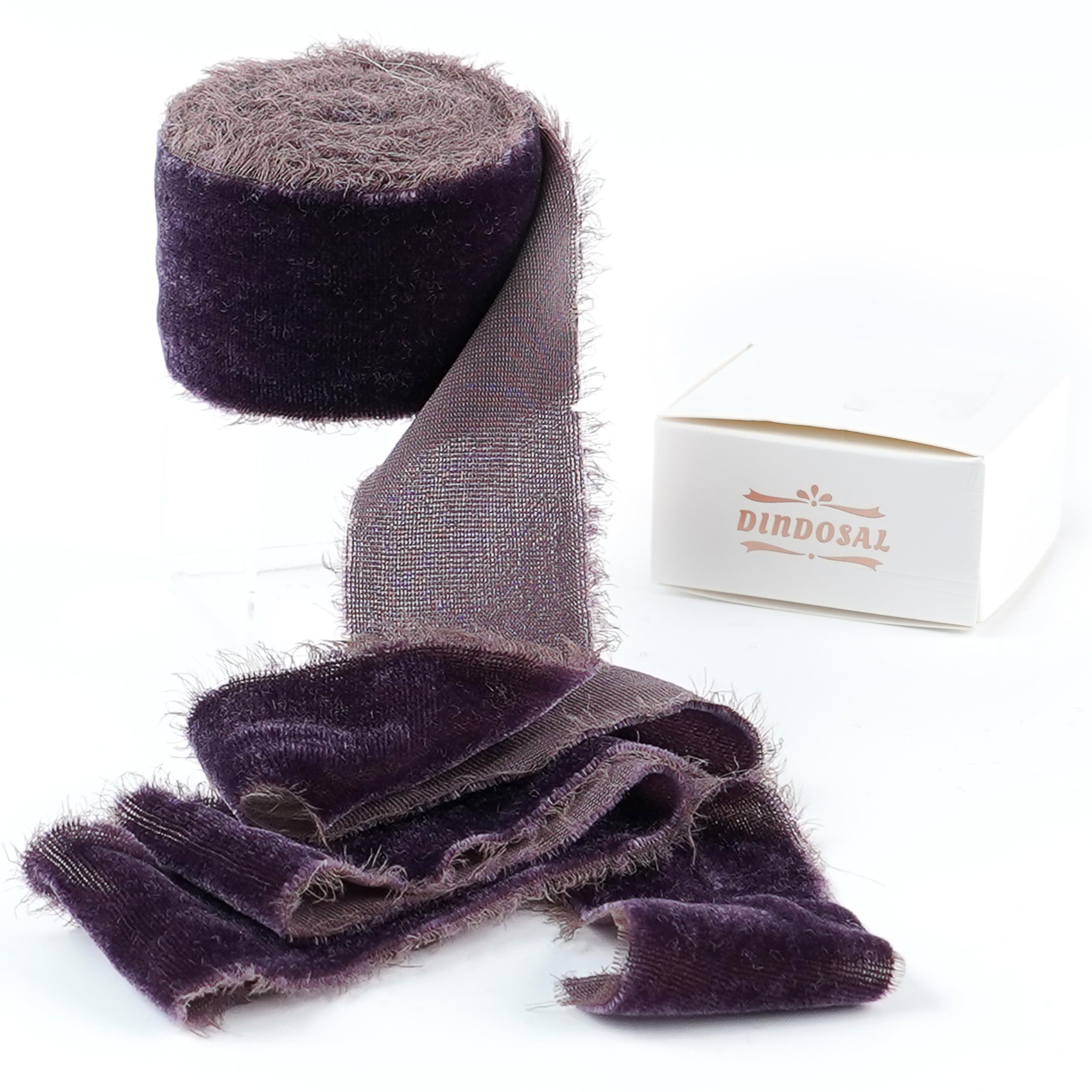 Amazon.com: DINDOSAL Plum Velvet Ribbon 1.5 Inch Frayed Silk Velvet ...