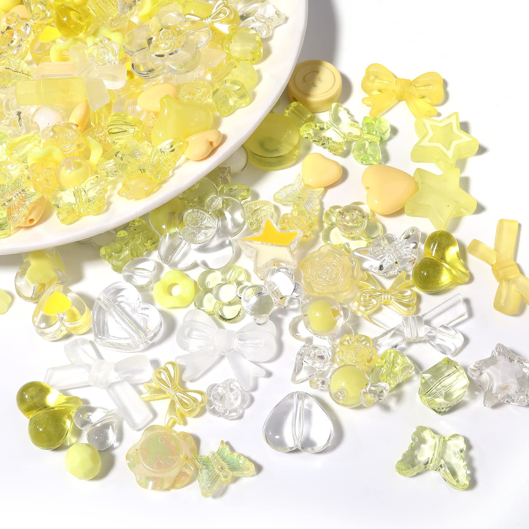 Amazon.com: Forise 120pcs Acrylic Yellow Assorted Beads Mix random ...