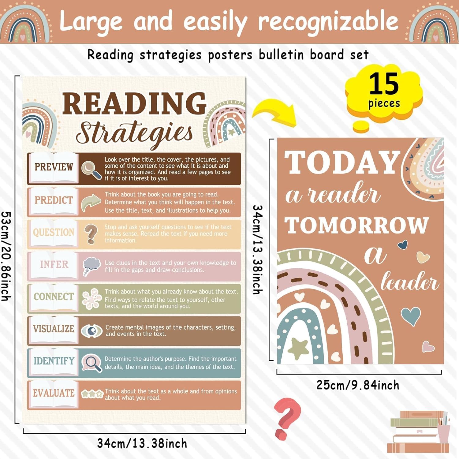 ZOIIWA Boho Rainbow Reading Posters, 15pcs Classroom Australia | Ubuy