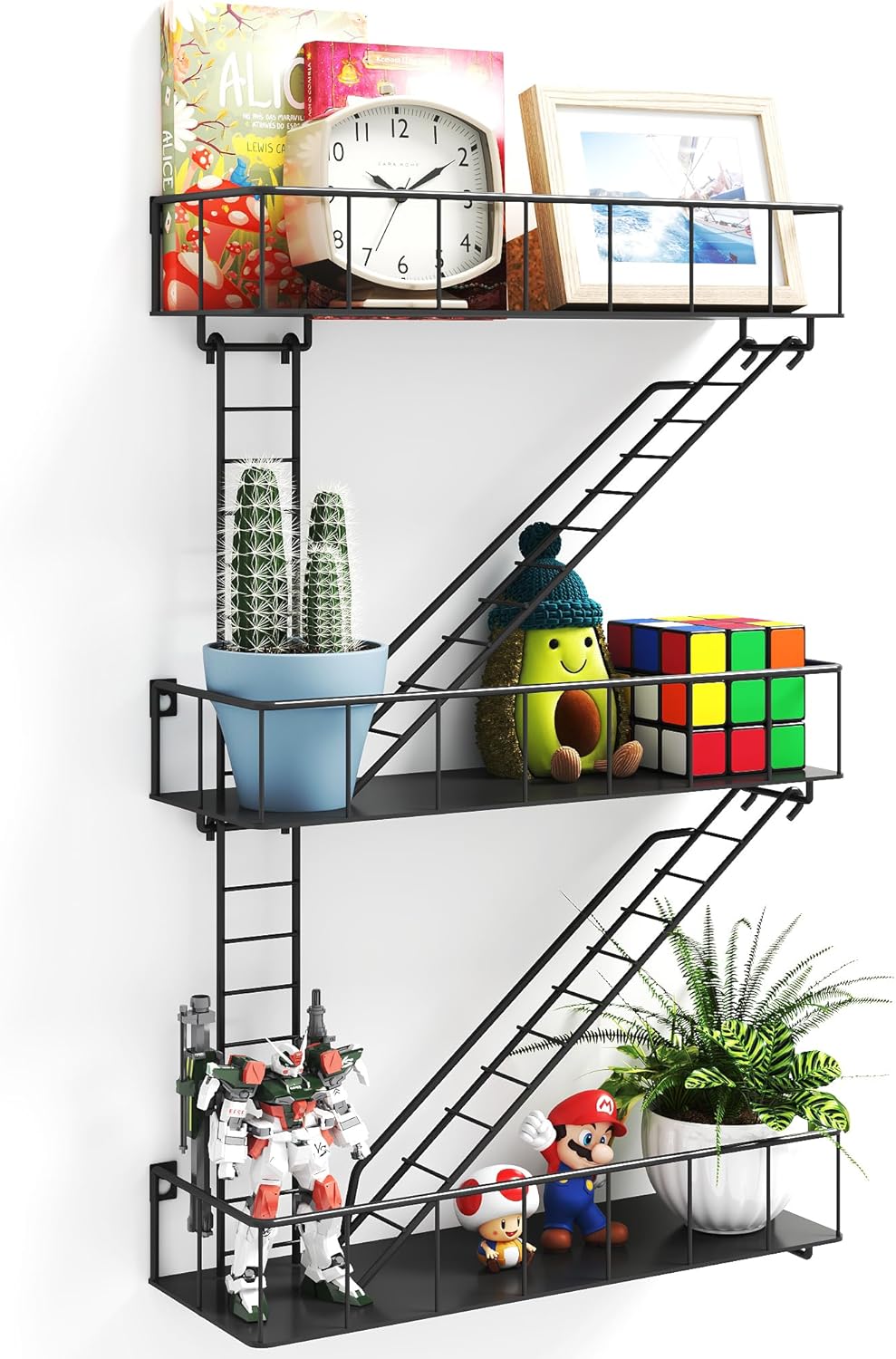 Amazon.com: LUPWNEKA Black Metal Fire Escape Wall Shelf, Unique ...
