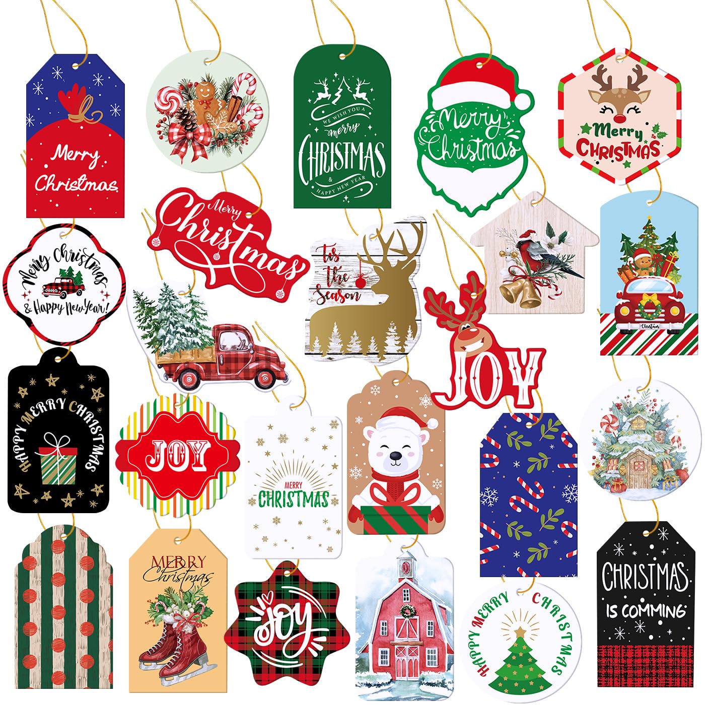 Amazon.com : 72Pcs Christmas Gift Tags with String, Gift Tags for ...