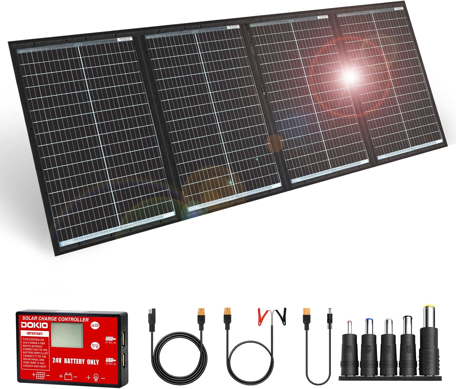 Amazon.com : DOKIO 220W 36V Portable Solar Panels Kit Folding Solar ...