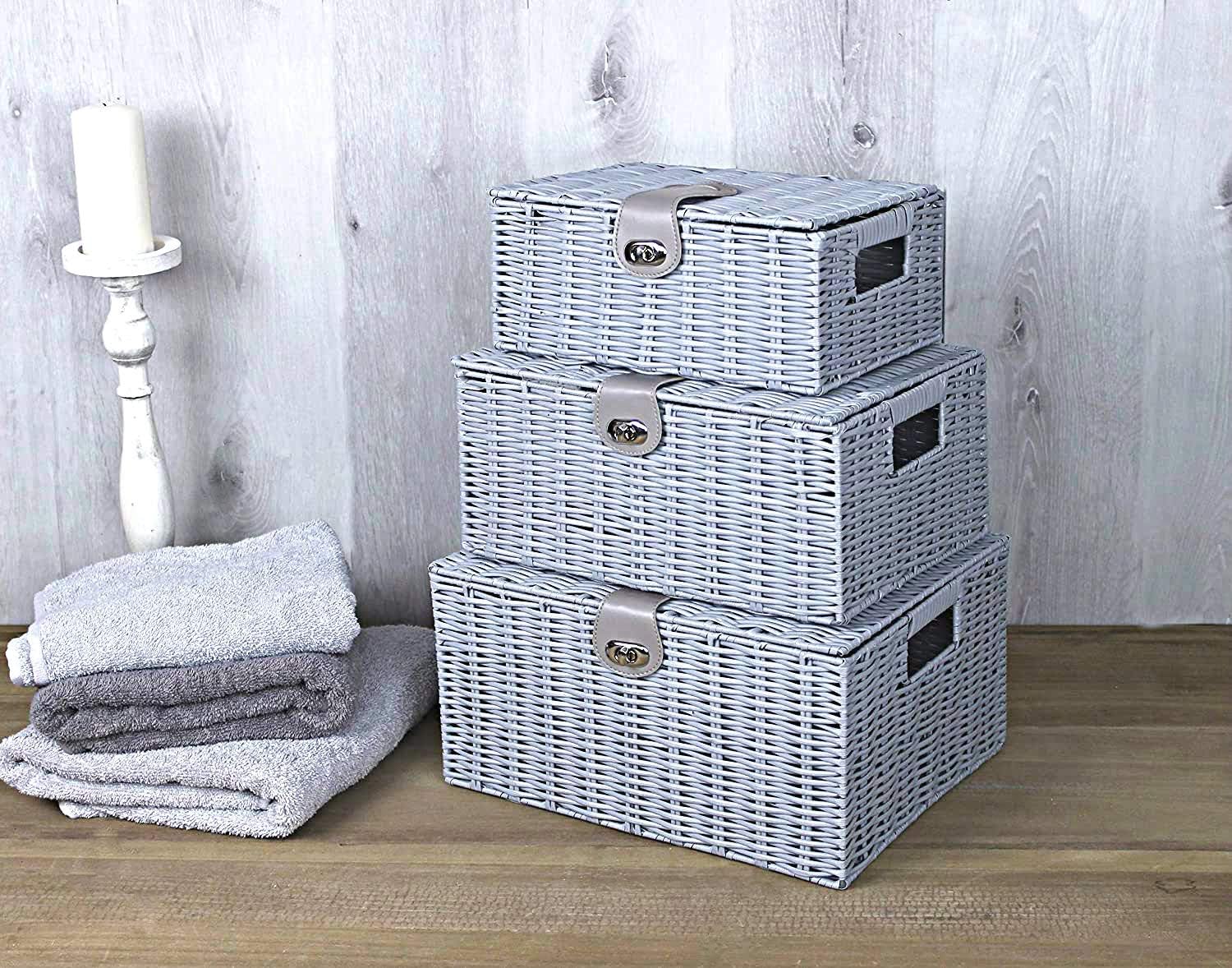 Clarisworld Resin Woven Hamper Basket Storage Chest Trunk Hamper/Kids ...
