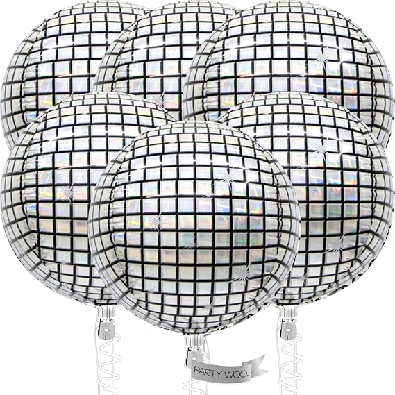 Amazon.com: PartyWoo Silver Disco Ball Foil Balloons 6pcs 32 Inch Large ...