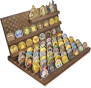 Amazon.com: 11 Rows Coin Display Rack, Holds 95-106 Coins, Wooden Case ...
