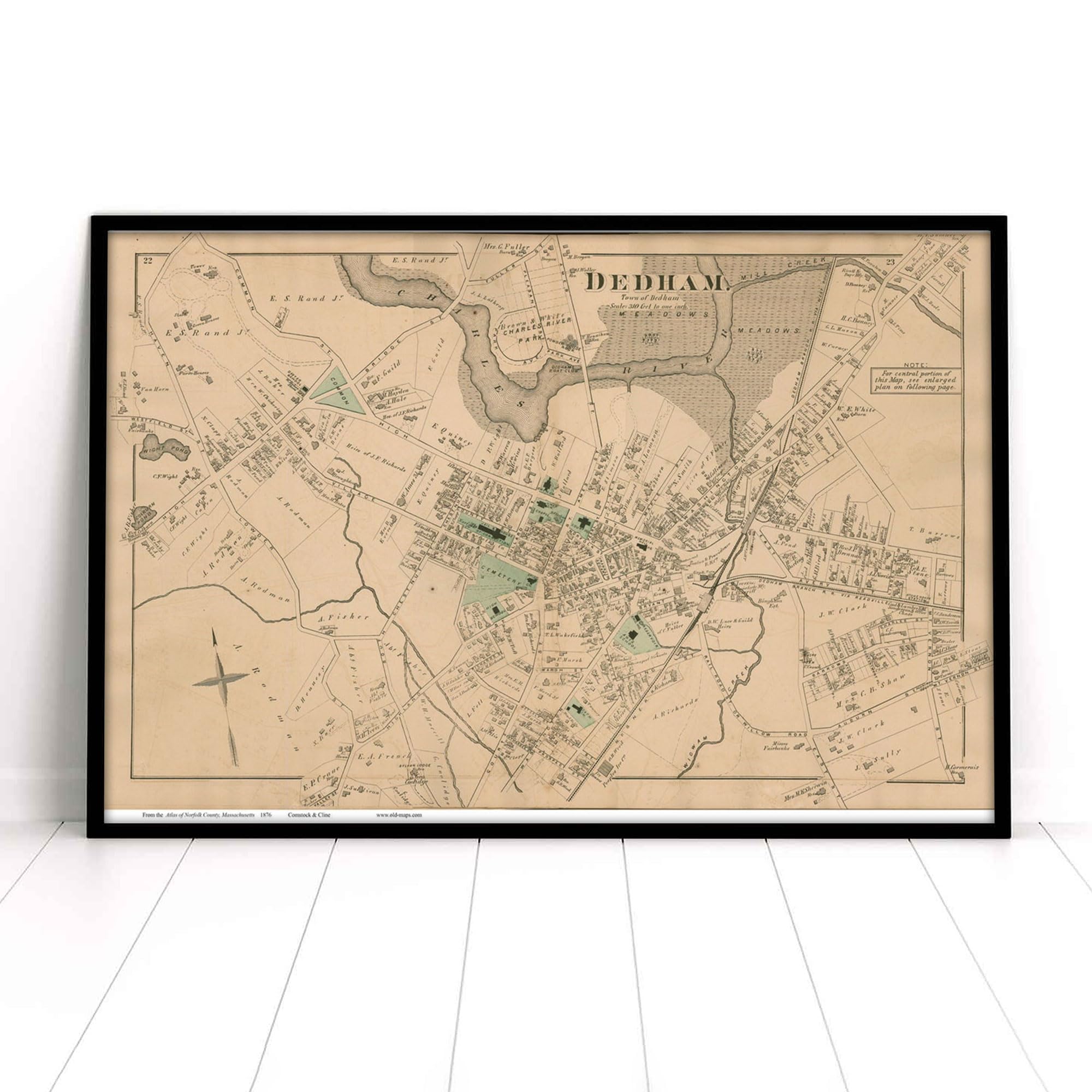 Amazon.com - MG Global Historical Poster of Old Dedham Village 1876 ...