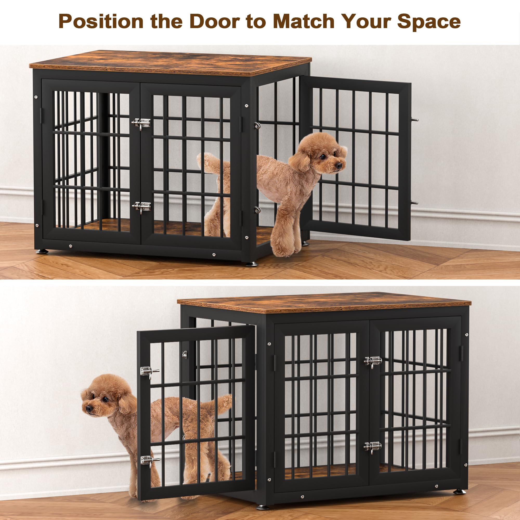 Wooden Dog Kennel 32" Chewproof Dog Crate Furniture - Heavy Duty Wooden ...