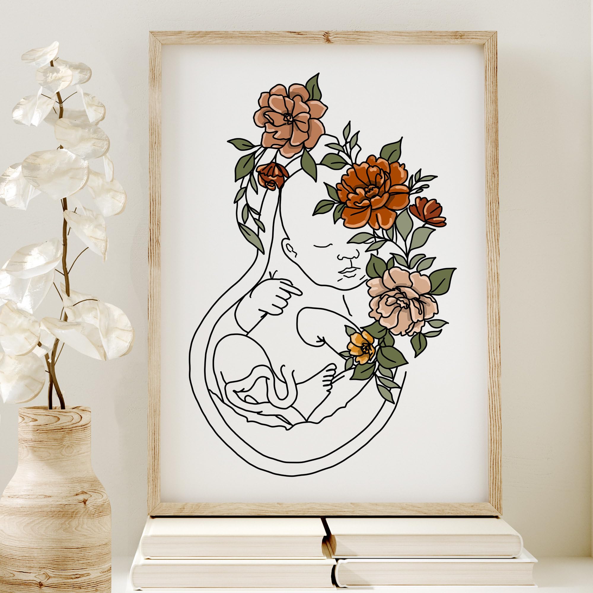 Amazon.com: Floral Womb Art Print, Flower Fetus Anatomy Poster ...