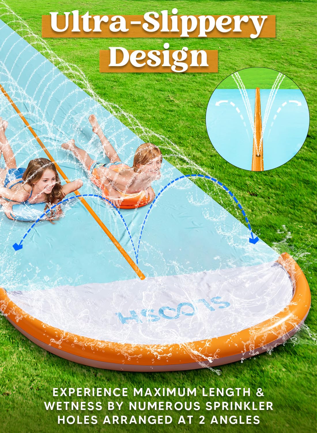 Sloosh 32.5ft Extra Long Water Slide with 2 Inflatable Boards, Lawn ...