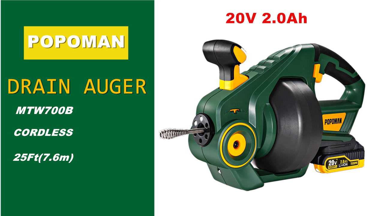 Watch POPOMAN 20V Max Cordless Drain Auger Kit, 25 Ft - MTW700B on ...