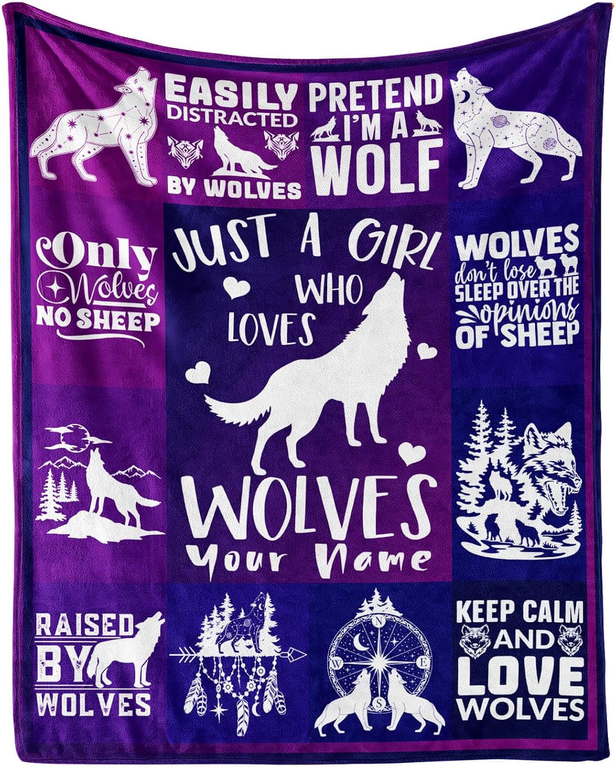 Amazon.com: CaomeiWu Custom Wolf Blanket, 60" x 50" Flannel Cool Wolves ...