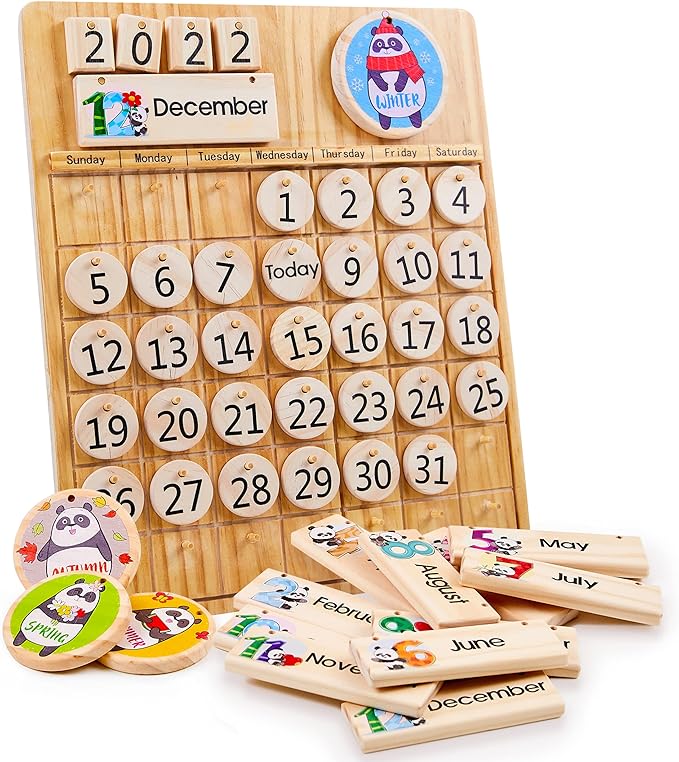 Amazon.com: Panda Brothers Wooden Perpetual Calendar - Montessori Toy ...