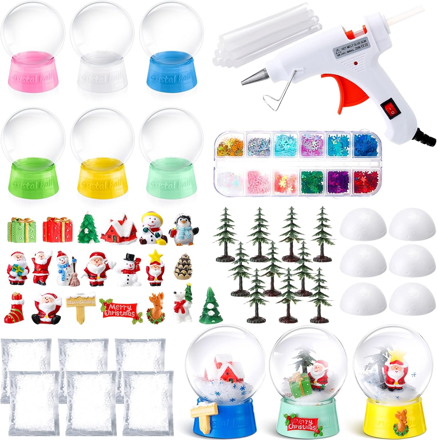 Amazon.com: Syhood 61 Pcs Christmas Snow Globe Making Kit Include DIY ...