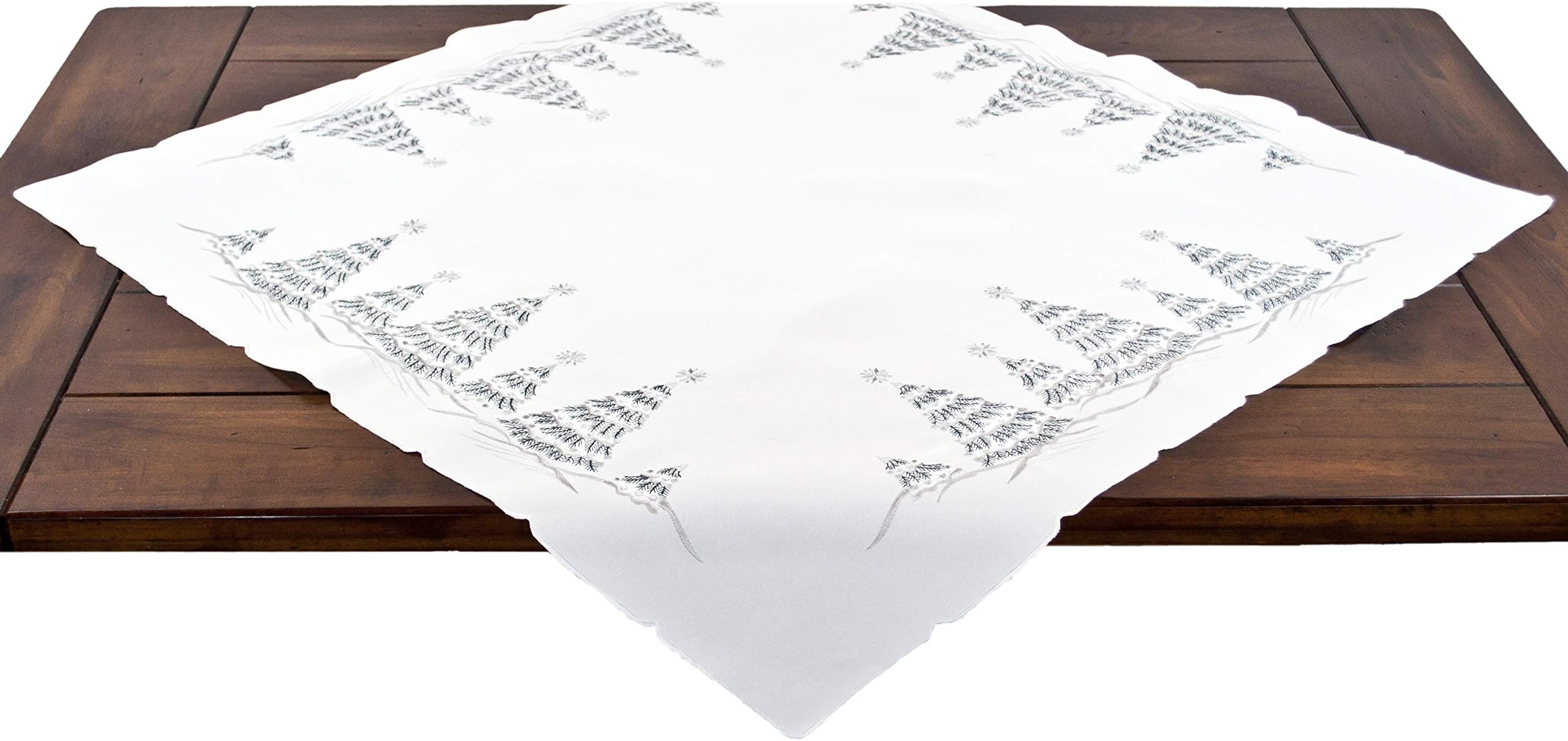 Amazon.com: Linens, Art and Things Embroidered Christmas Holiday Snowy ...