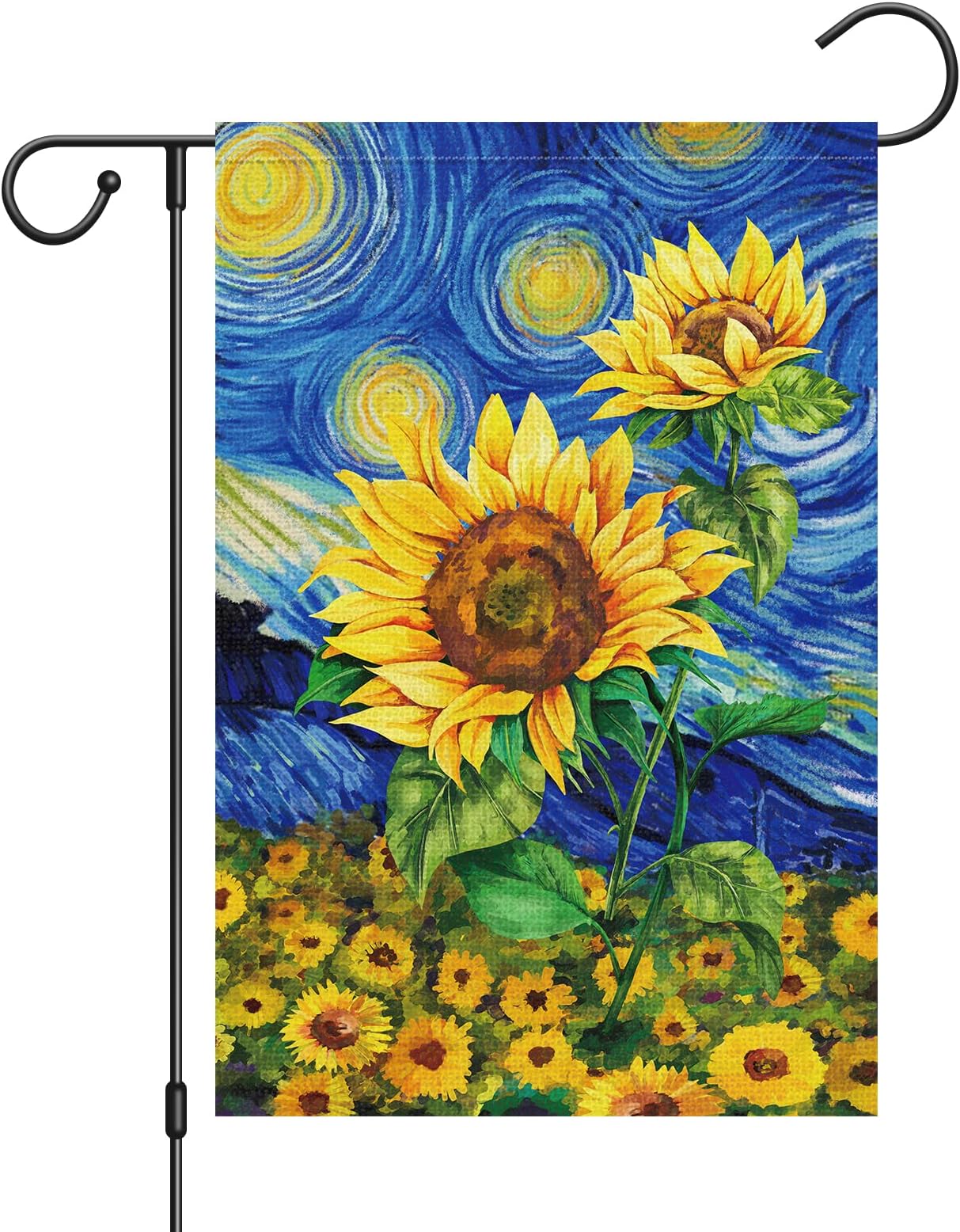 Amazon.com : DLZDN Sunflower Garden Flag Starry Night Sunflower Garden ...