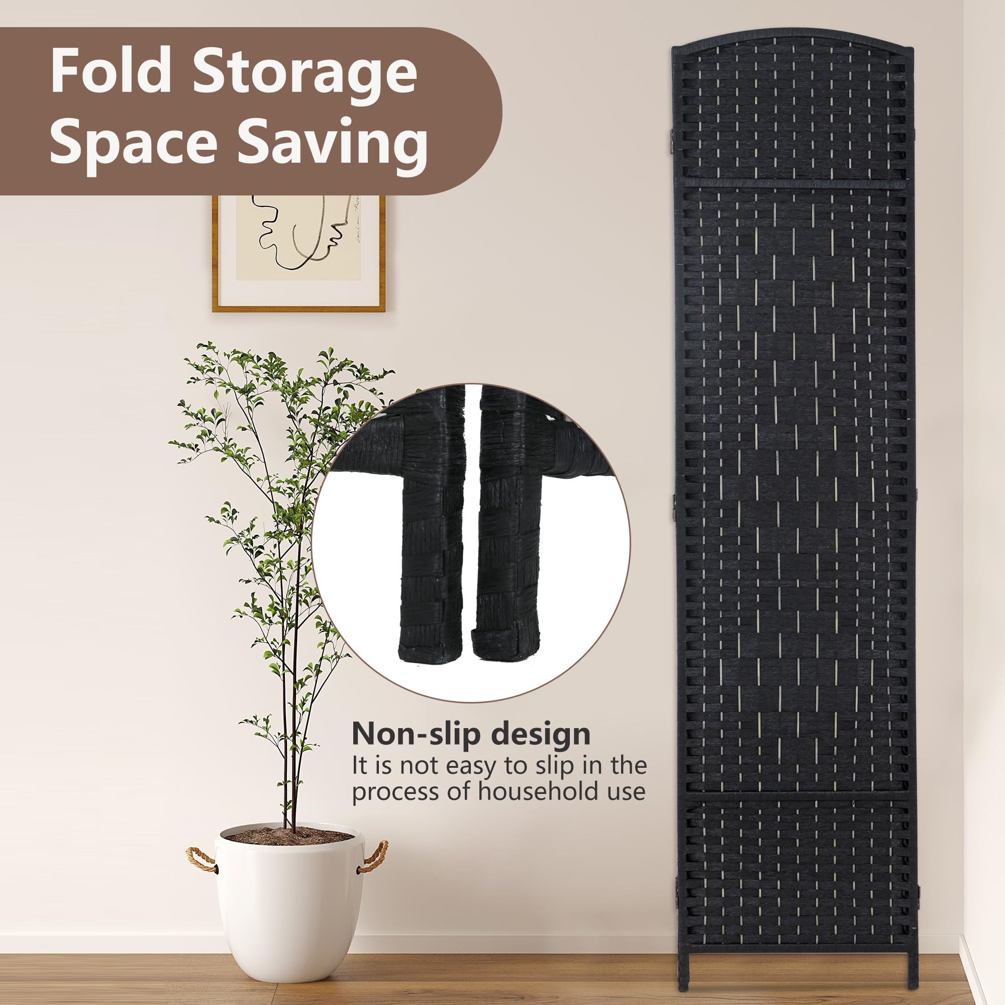 Snapklik.com : 4 Panel Room Divider Folding Privacy Divider 6 Ft Indoor ...