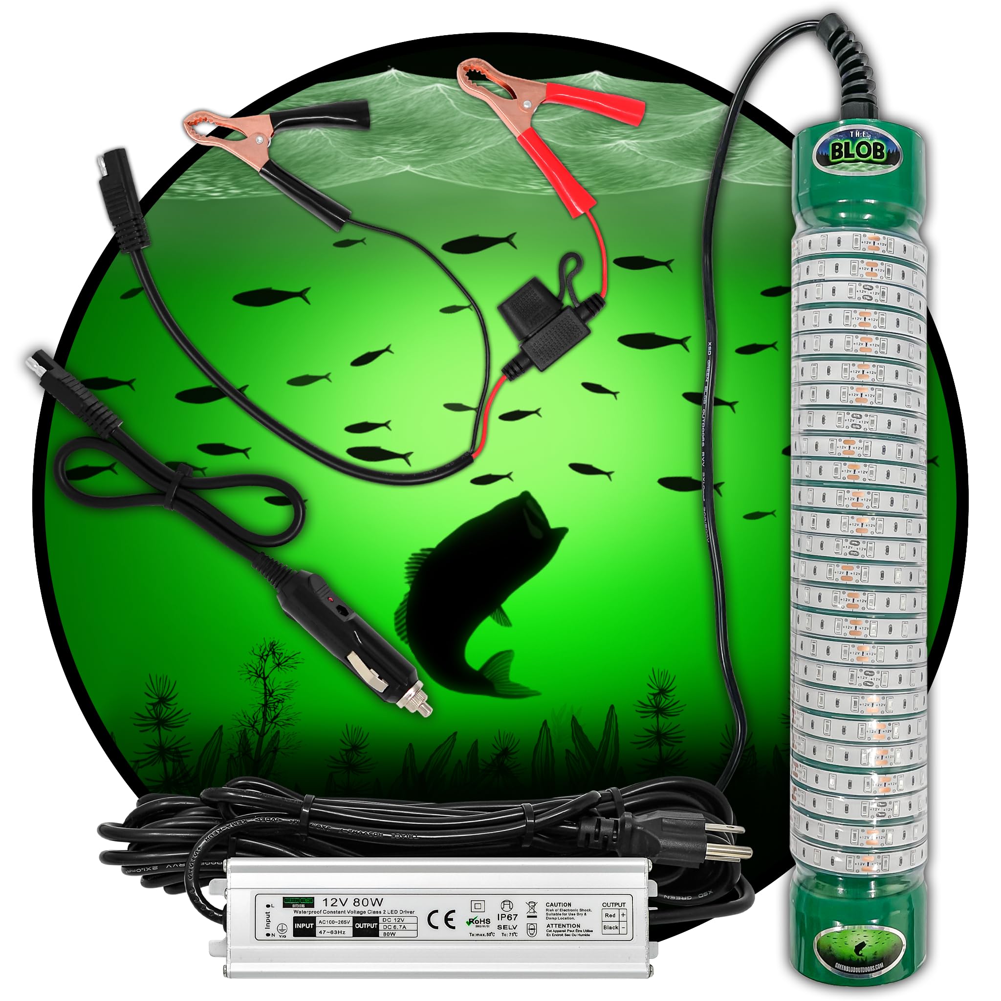 Amazon.com: Green Blob Outdoors New Underwater Fishing Light for Docks ...