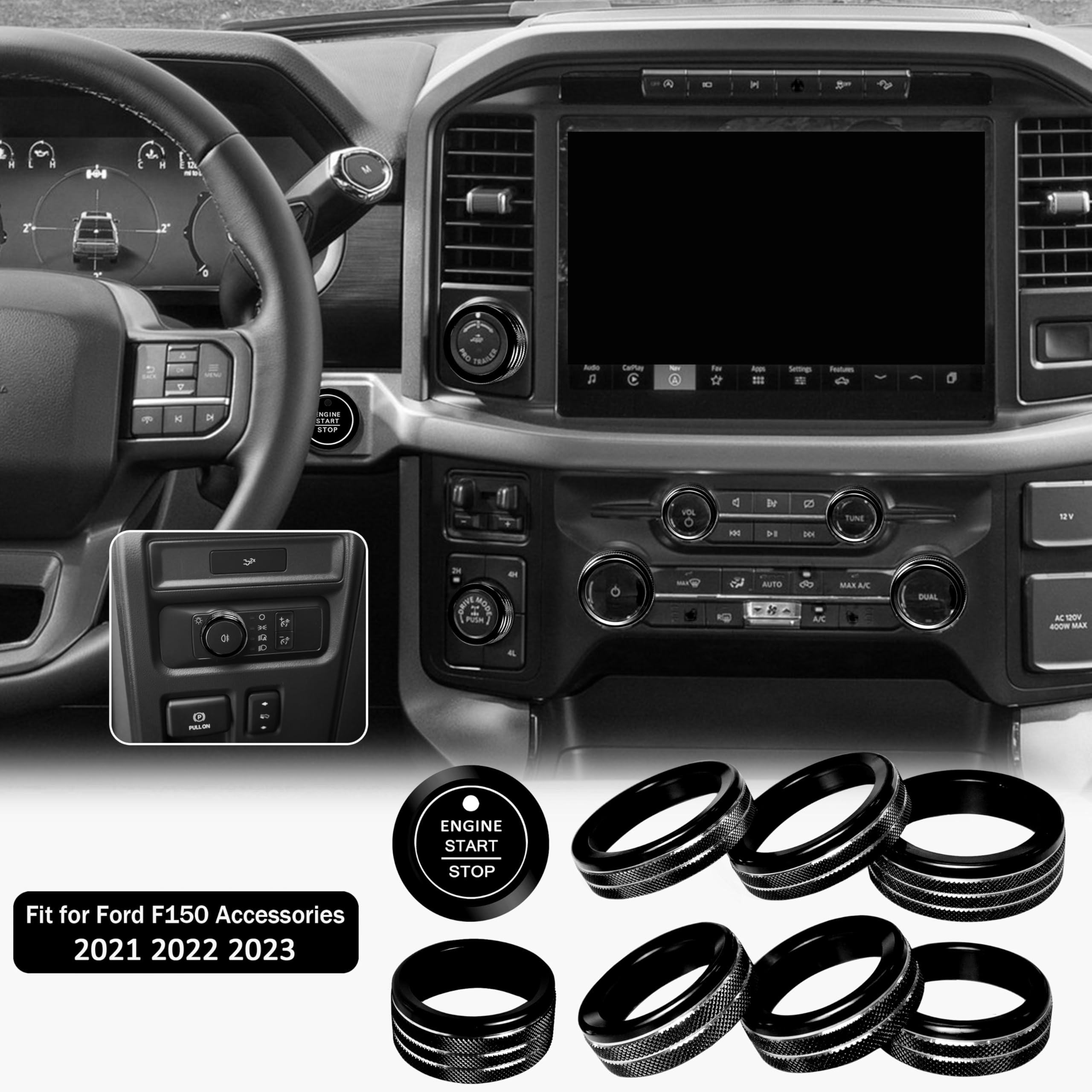 F150 2021-2025 Trim SENSHINE Ford F150 Knob Covers 2021-2025 - AC ...