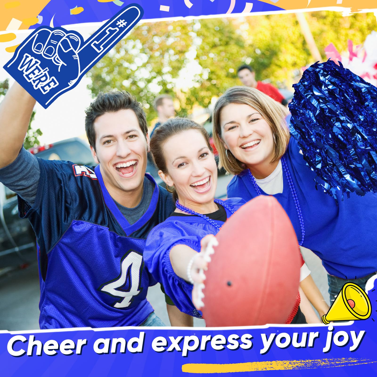 Leyndo 24 Pcs Giant Foam Finger and Pom Poms Cheerleading 18 in We're ...