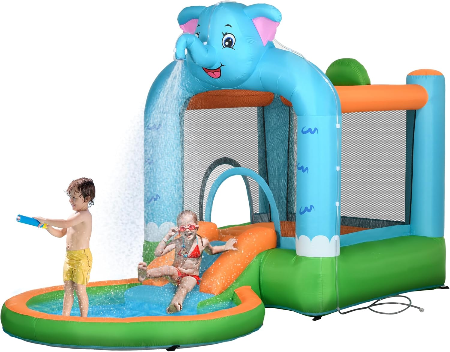 Outsunny Bouncy Castle Inflatable Water Park 4 in 1 for Children ...