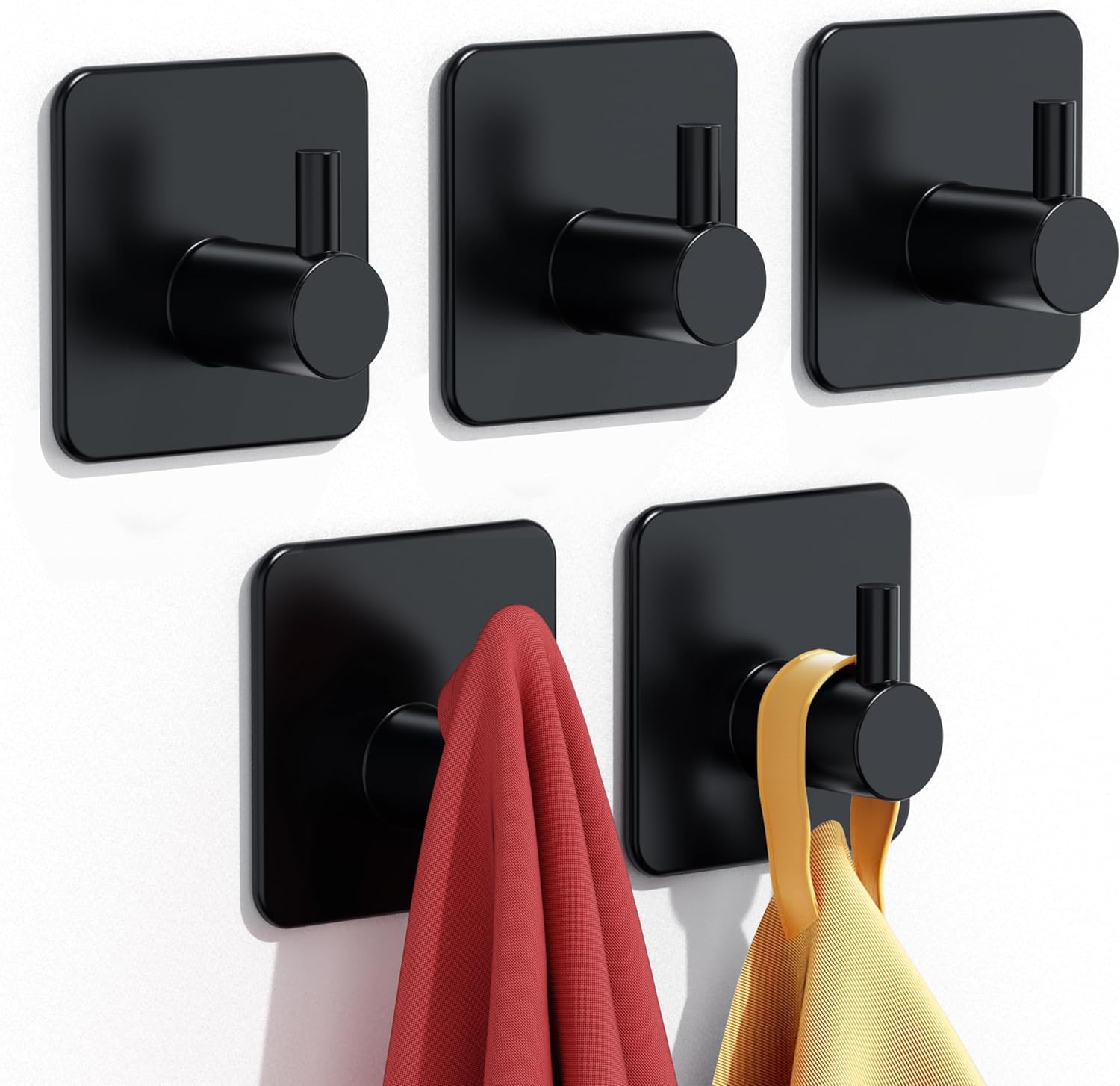 Adhesive Hooks Heavy Duty 22lb(Max) Wall Hooks, 5 Pack Self Adhesive ...