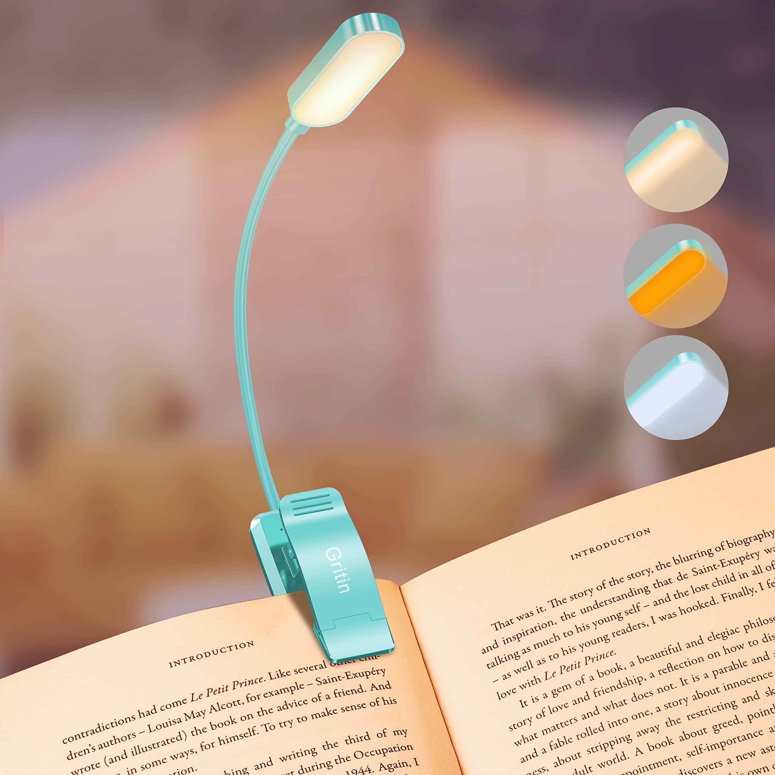 Gritin 16 LED Book Light, Reading Light 3 Eye-Protecting Modes Book ...