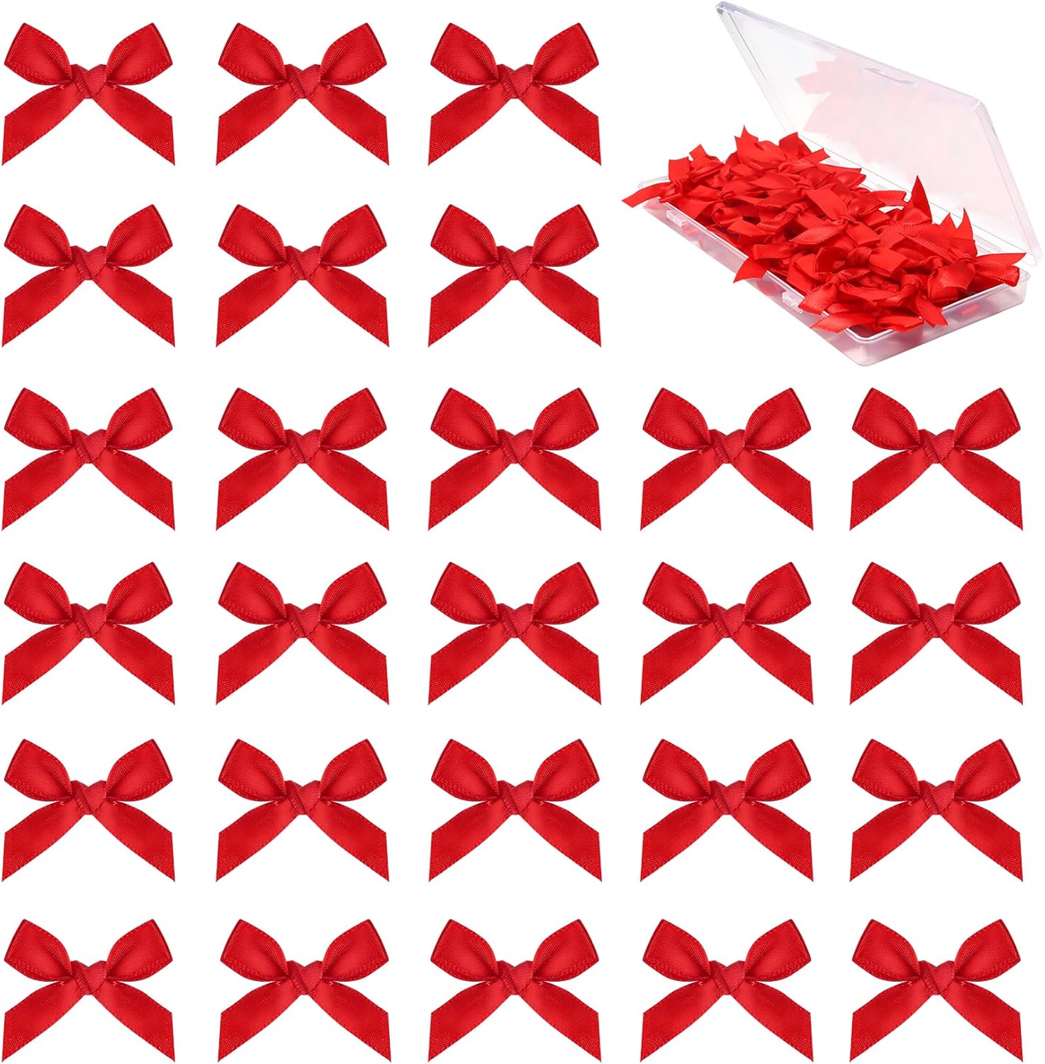 Amazon.com: Hiswan 100PCS Mini Ribbon Bows 1.57” Satin Small Premade ...