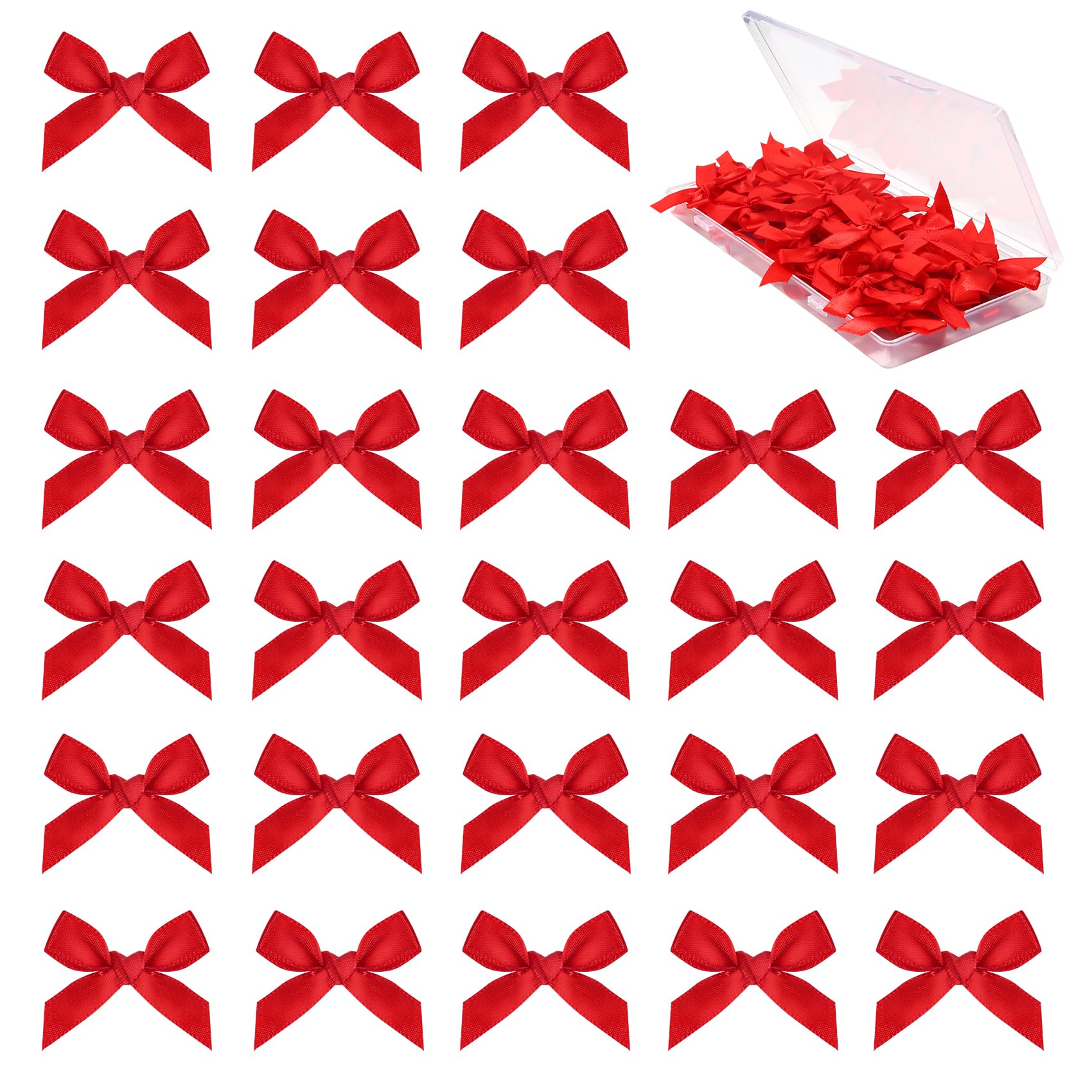 Amazon.com: Hiswan 100PCS Mini Ribbon Bows 1.57” Satin Small Premade ...