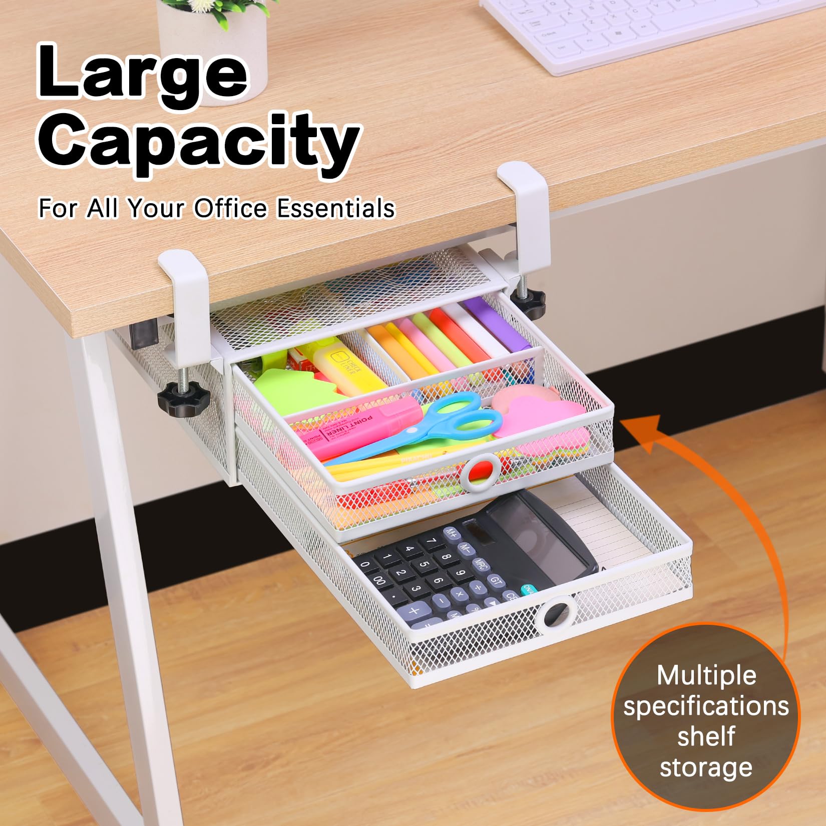 Snapklik.com : ROSYLINE Under Desk & Desktop Drawer Organizer - 2-Tier ...