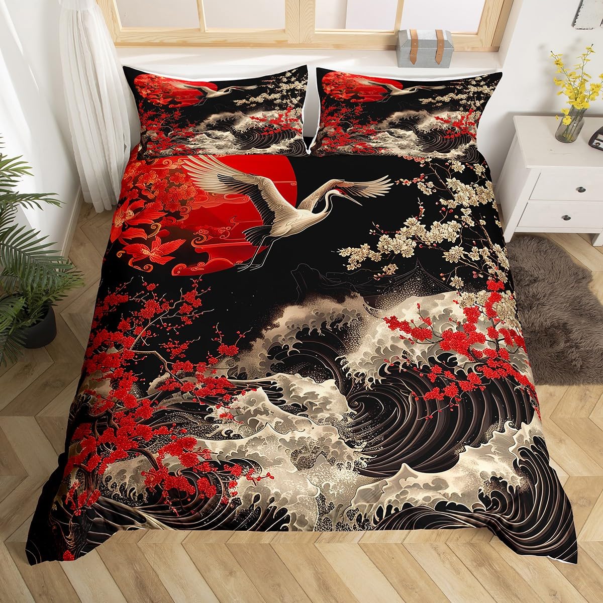 Oriental Red And Black Bedding Bed Sets | Viking Heritage Viking