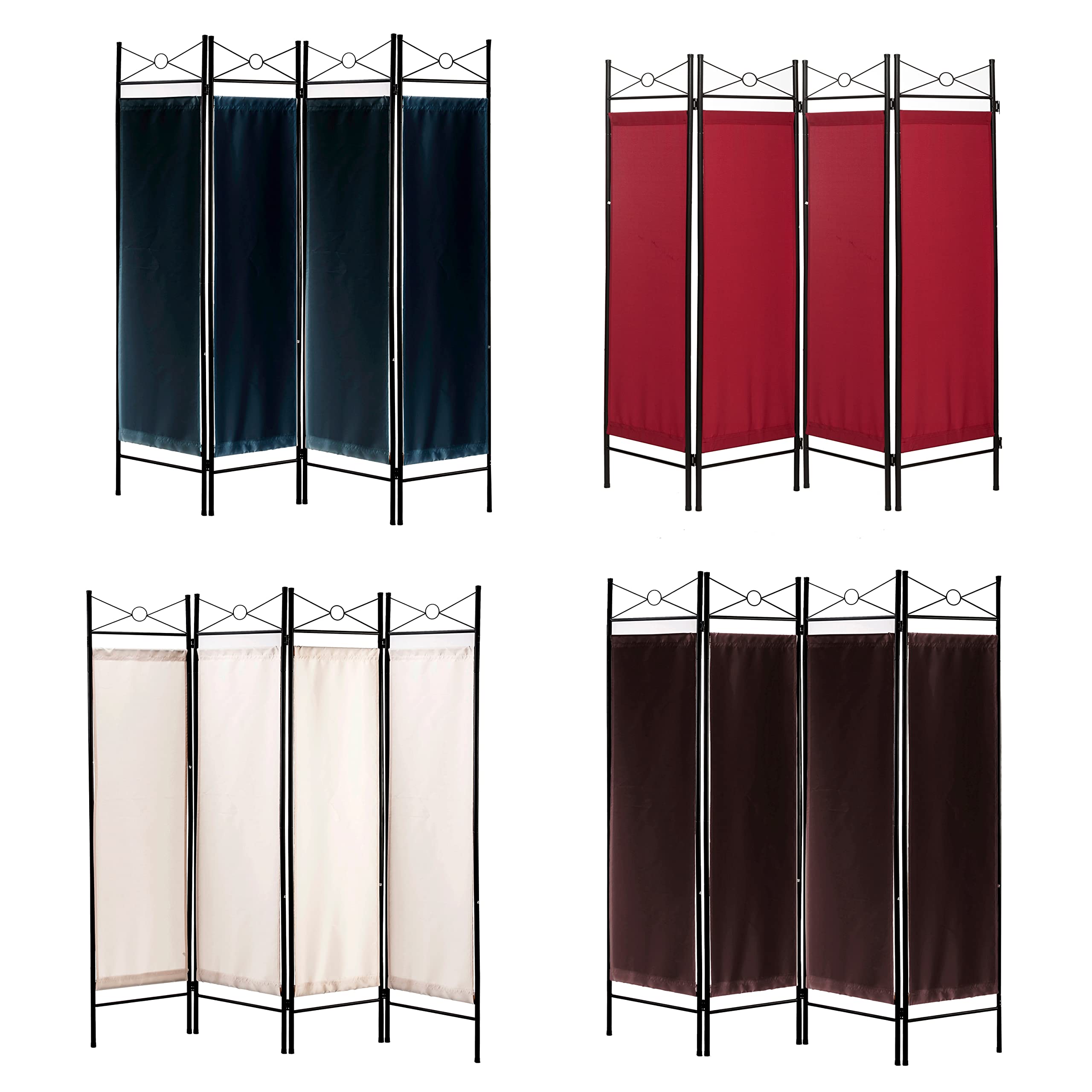 Legacy Decor 4 Panel Metal And Woven Fabric Room Divider | Desertcart INDIA
