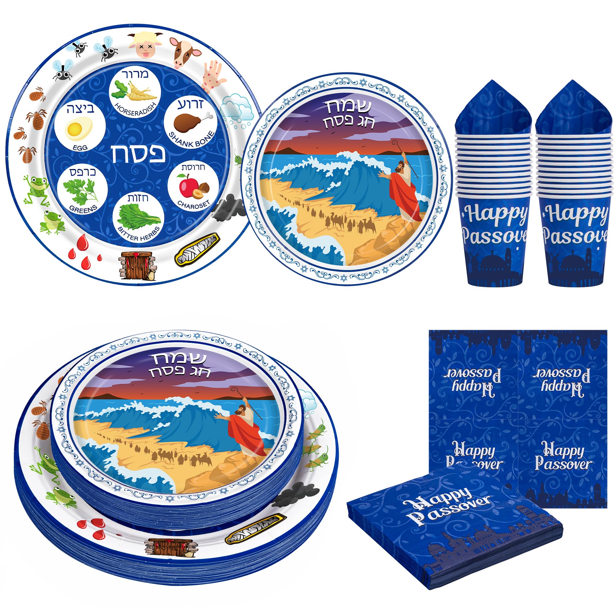 Snapklik.com : 96 PCS Passover Seder Plate, Serve 24 Guests Paper Seder ...