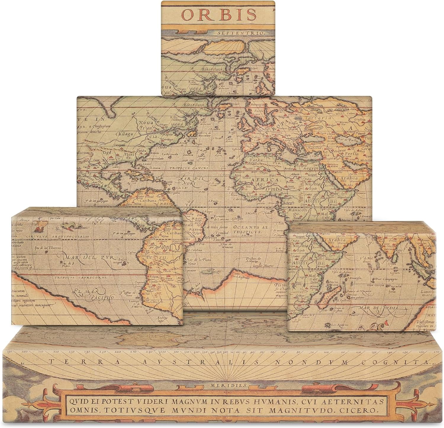 Amazon.com: Vintage Retro World Map Wrapping Paper, Antique Vintage ...