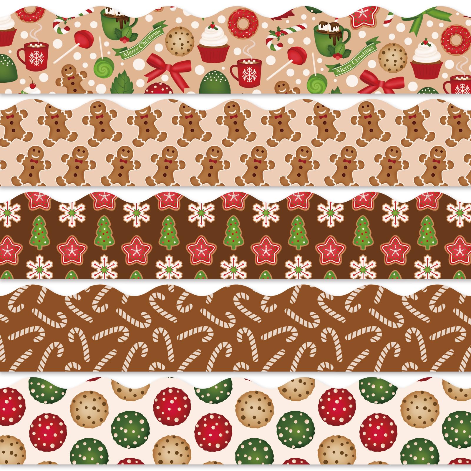 Amazon.com: Whaline 69Ft Christmas Bulletin Board Borders Gingerbread ...