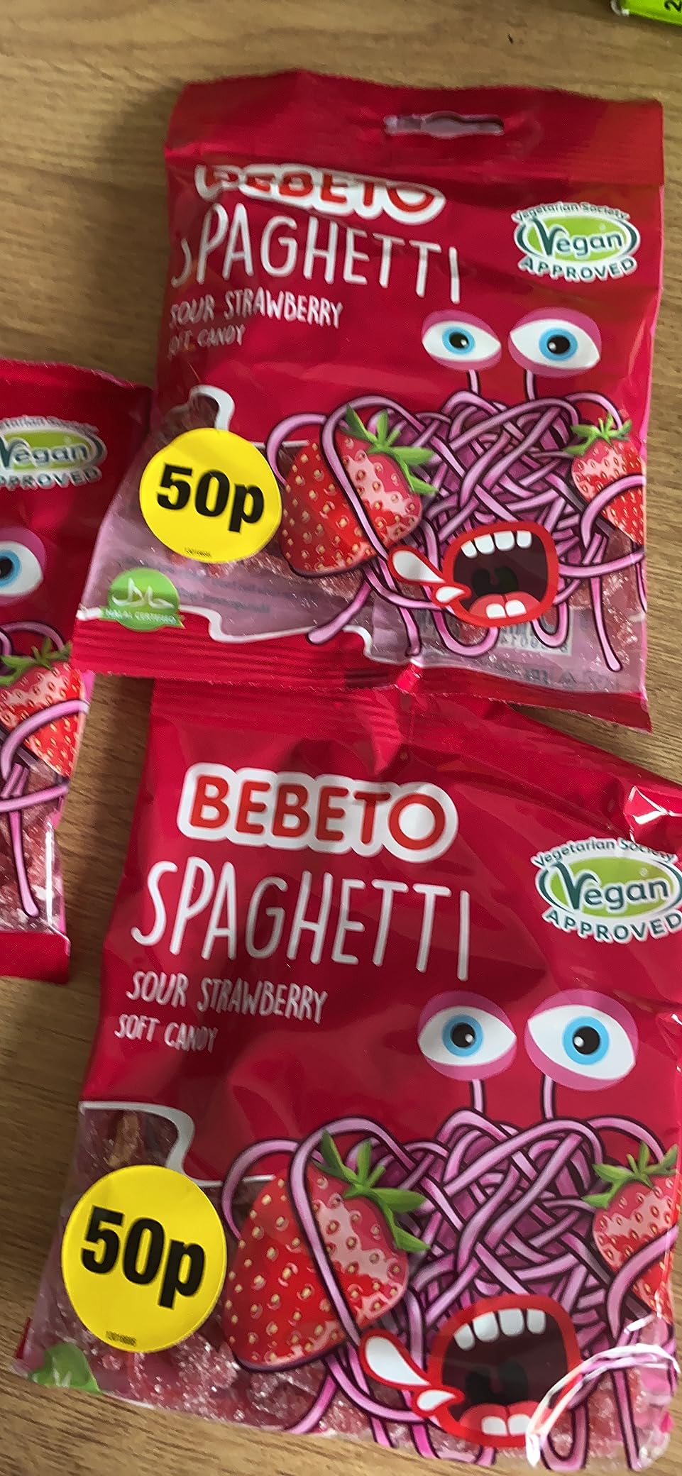 Bebeto Sour Strawberry Spaghetti (70g), No Artificial Colours, Vegan ...