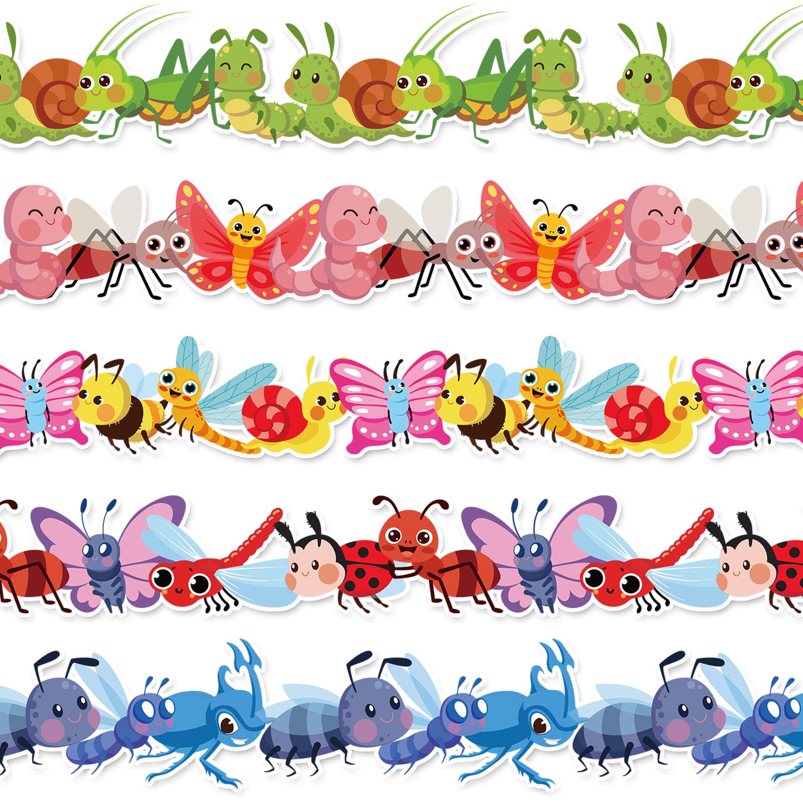 Amazon.com: Whaline 69Ft Insect Bulletin Board Borders Colorful Cartoon Bug Adhesive Trim Border ...