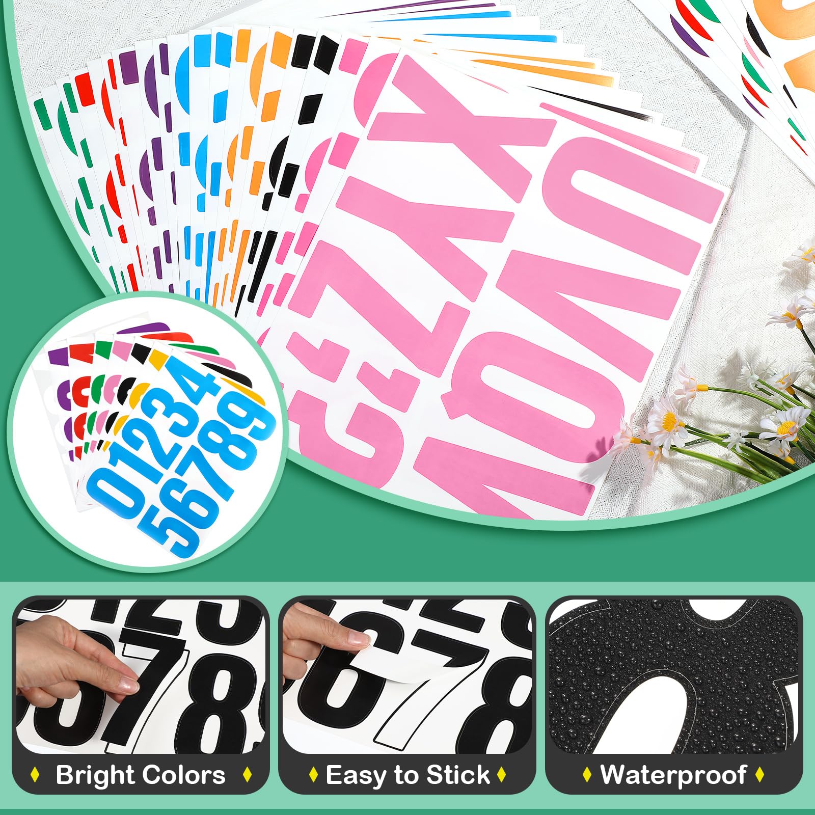 Snapklik.com : Qilery 32 Sheets 4 Inch Letter And Number Stickers Self ...