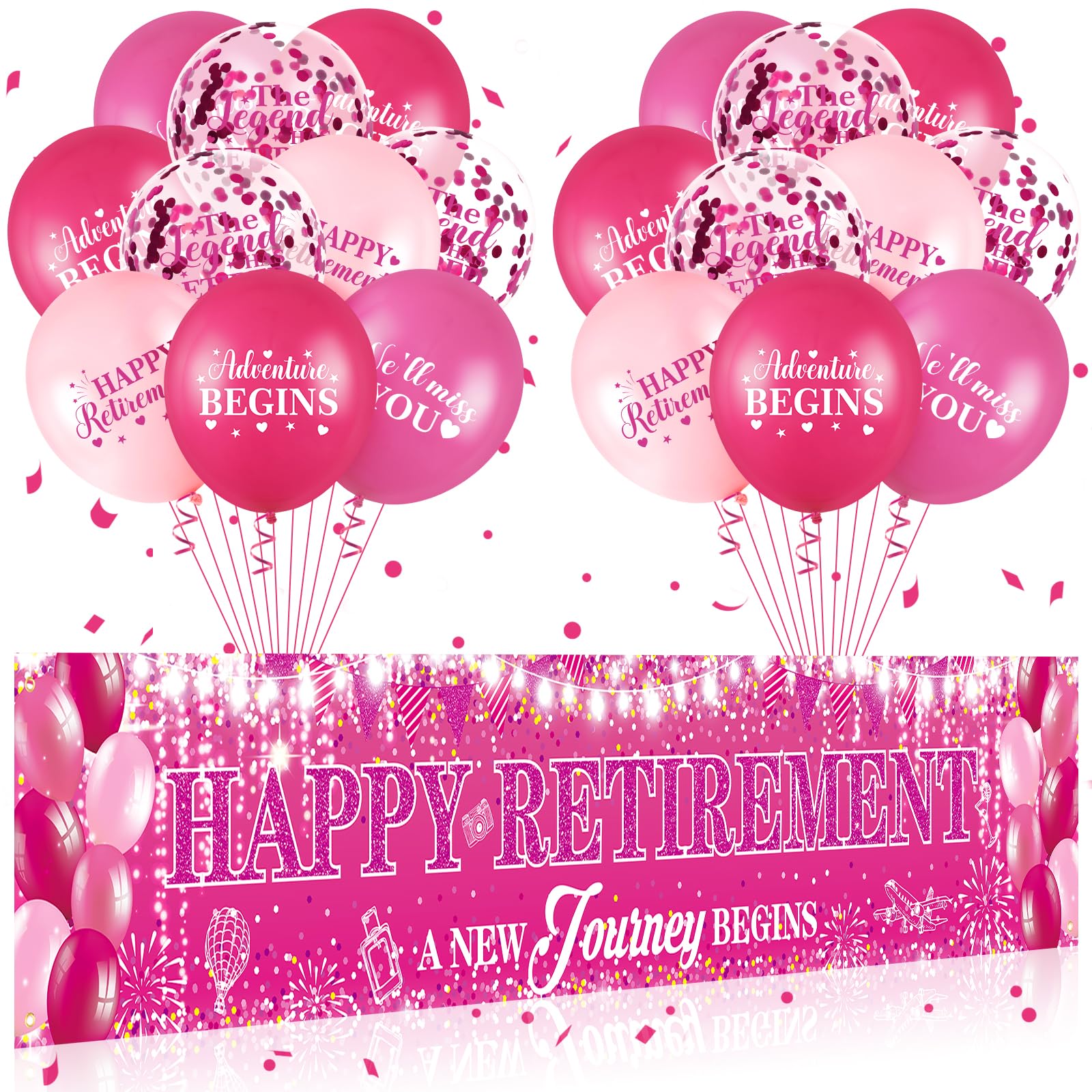 Amazon.com: Happy Retirement Decorations for Women Large Hot Pink Happy ...