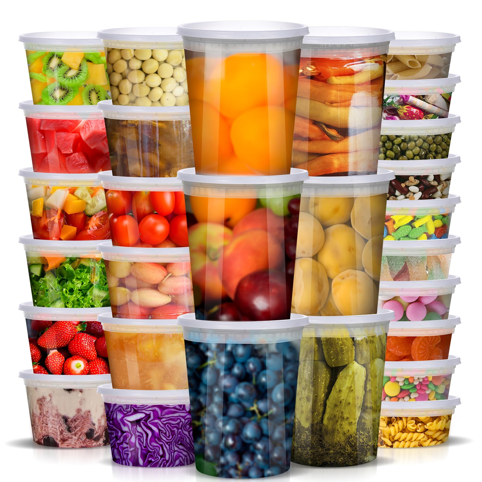 Amazon.com: Deli Containers with Lids 48 Sets (8, 16, 32 oz 16 Each ...