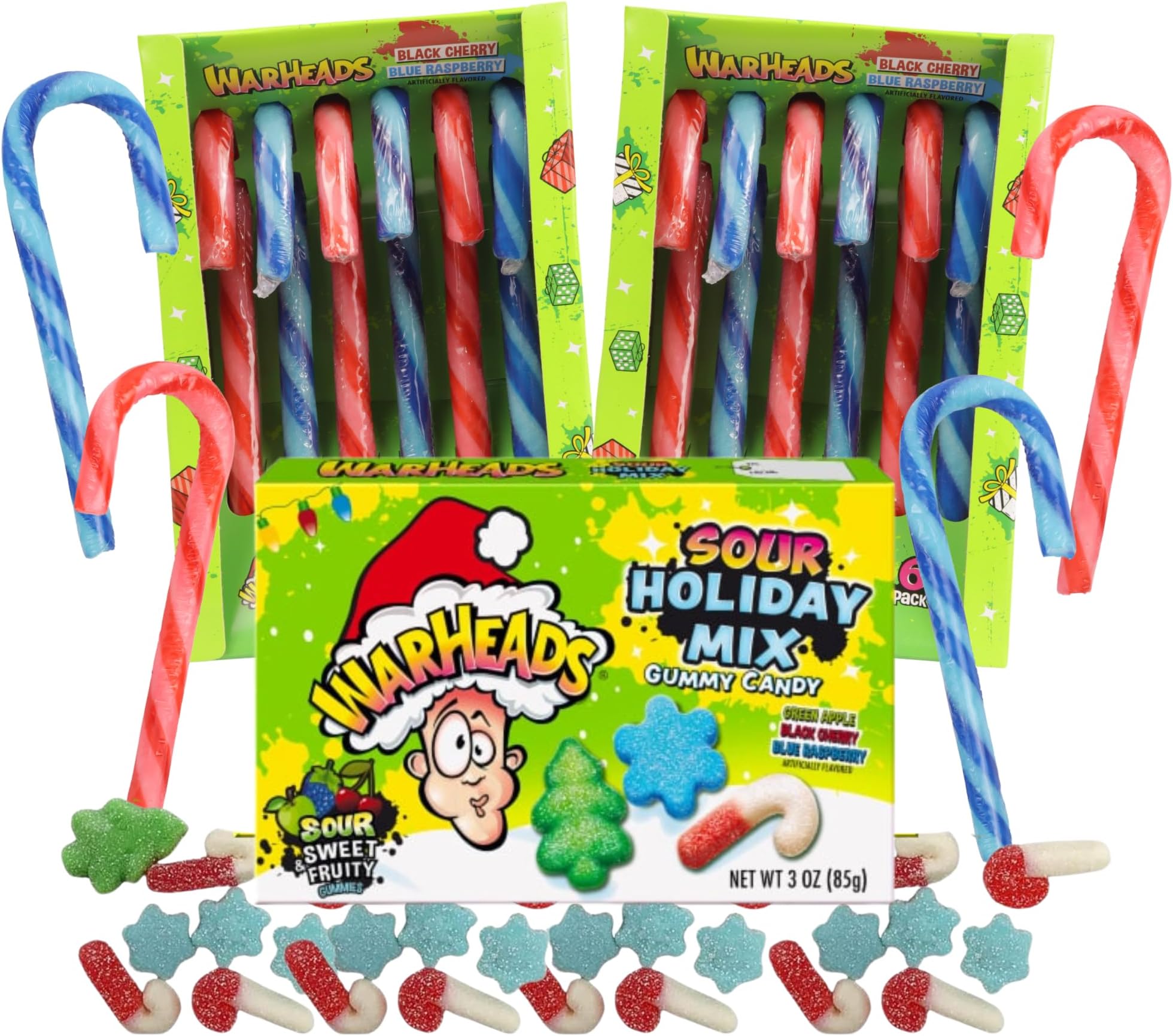 Amazon.com: Warheads Sour Candy Canes, Black Cherry and Blue Raspberry ...